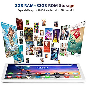 ZONKO Tablet 10.1 inch Android Tablet with 2GB+32GB+256GB Expand, 3G Phone Tablets & Dual Sim Card & 2MP+ 5MP Dual Camera, Quad Core Processor, 1280x800 IPS HD Display,GPS, FM (Silver)
