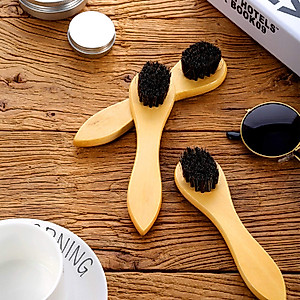 Jovitec 5 Pack Horsehair Polish Applicator Brush Kit Saddle Soap Shoe Shine Brush Dauber Wooden Care Shine Clean for Leather Boot Bag(Light Yellow)