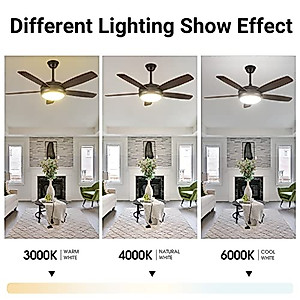 Surtime Black Ceiling Fans With Lights Remote Control, Modern Low Profile Ceiling Fan For Indoor Outdoor, 48In Ceiling Fan 5 Blades