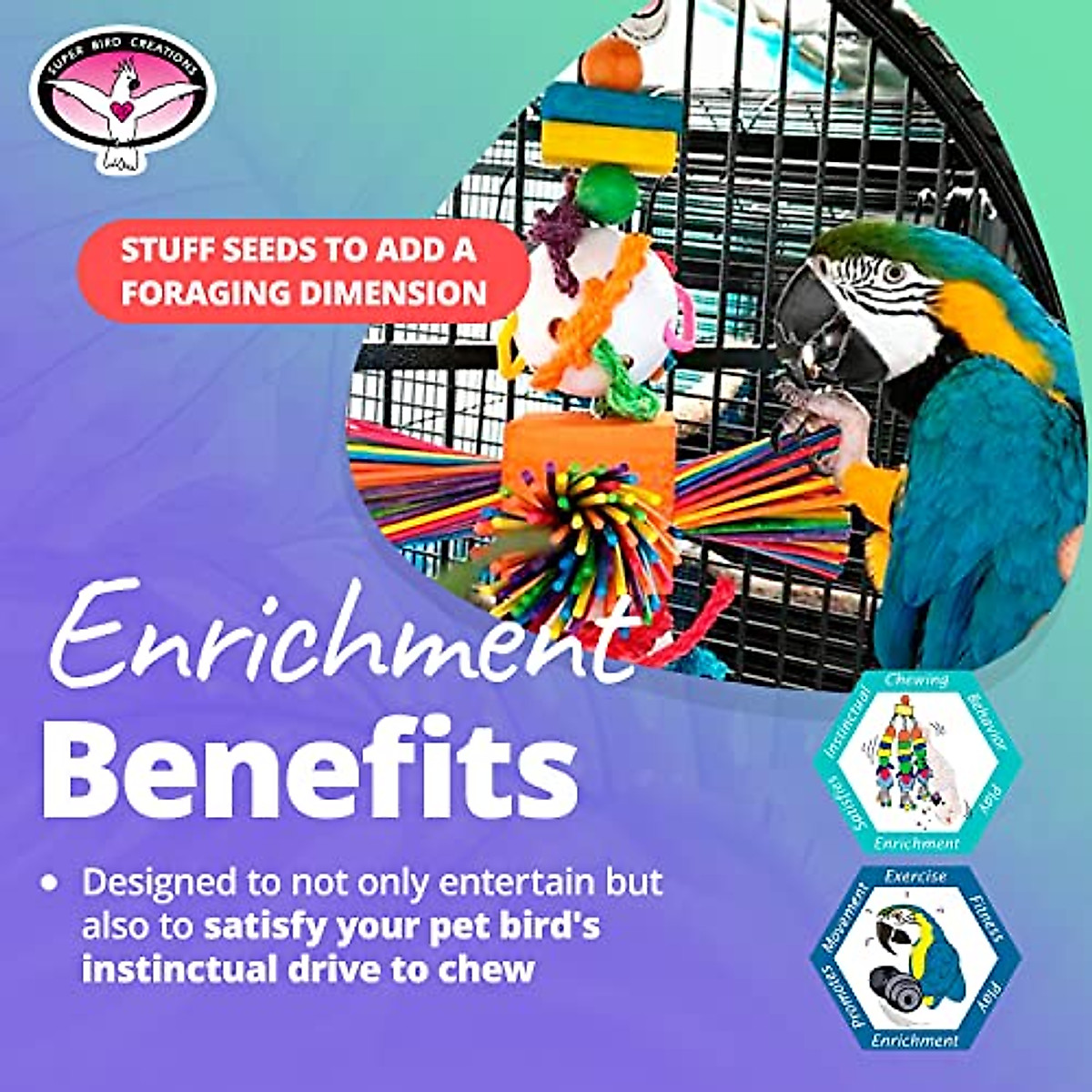 Super Bird Creations SB514 XL Willy Nilly Bird Toy, Large/XL Bird Size, 29" x 11"