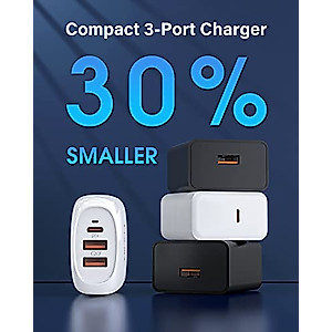 LDNIO 65W GaN USB C Charger 3-Port, PPS Compact Fast Charger with PD & QC3.0, Removable Wall Charger Power Adapter for MacBook Pro Air, iPad Pro Air, iPhone 14/13/12, Galaxy, Dell XPS Laptop etc