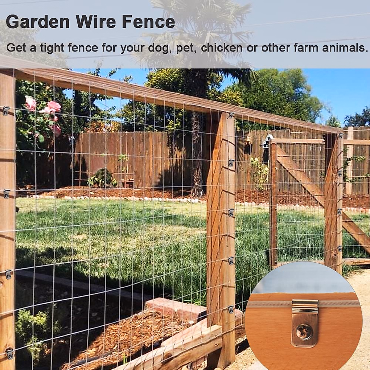 100 Pcs Fence Wire Clamps with 100 Pcs Screws, Stainless Steel Wire Clips Mount Welded Wire to Vinyl, Wood or Metal Fence (for 12-16 Gauge Wire Fencing)