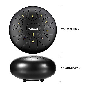 EGMI Tongue Drum 10 Inch 11 Note Percussion Instrument Tank Drum with Mallets Mallet Bracket Cleaning Cloth Finger Picks Music Book Sticker Notes Travel Bag, Portable for Concert Yoga (Silver)