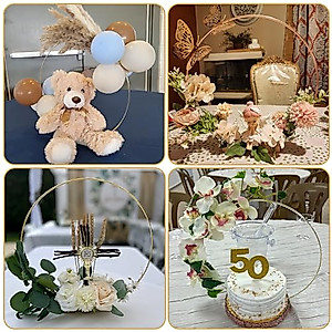 YALLOVE 10 PCS 12 Inch Floral Hoop Table Centerpiece, Metal Wreath Ring Stand with Crystal Clear Acrylic Base for Balloon and Flower Decoration, Flower NOT Included