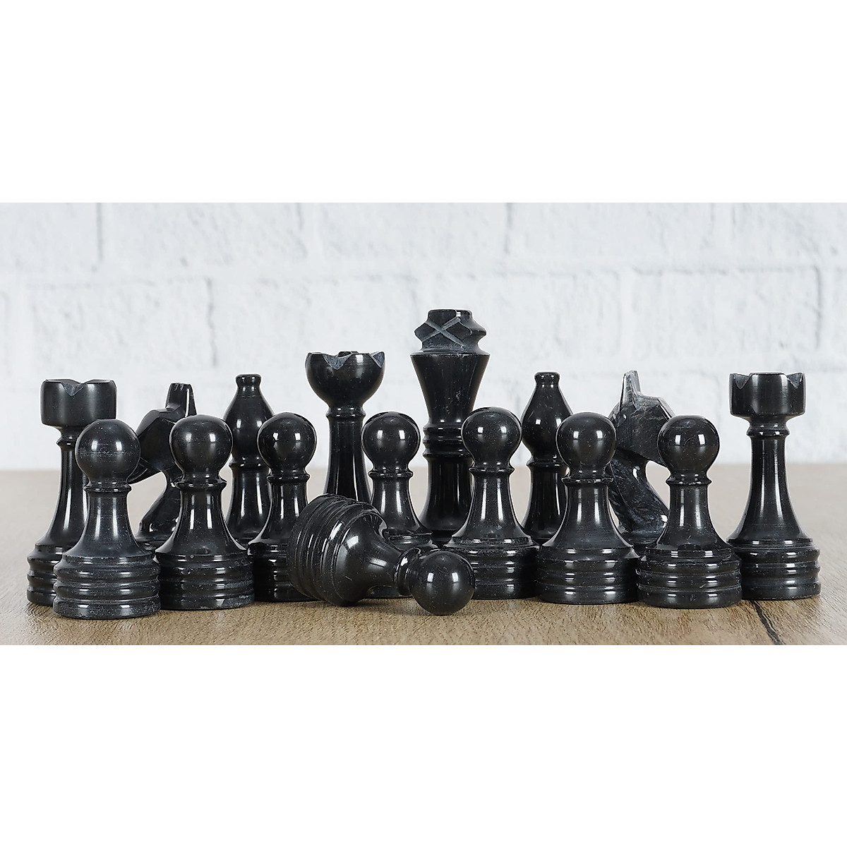 Radicaln Marble Chess Figures 3.5'' Inches Black and White Handmade Figures for Chess Board Game - Marble Chess Set, Family Chess Game, Checker Board Game for Adults