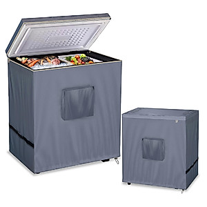 Chest Freezer Cover Deep Freezer Covers for Outside 7.0 Cubic Feet Freezer，Top with Zipper to Open Noise Reduction (Grey, 28"W×22"D×34"H)