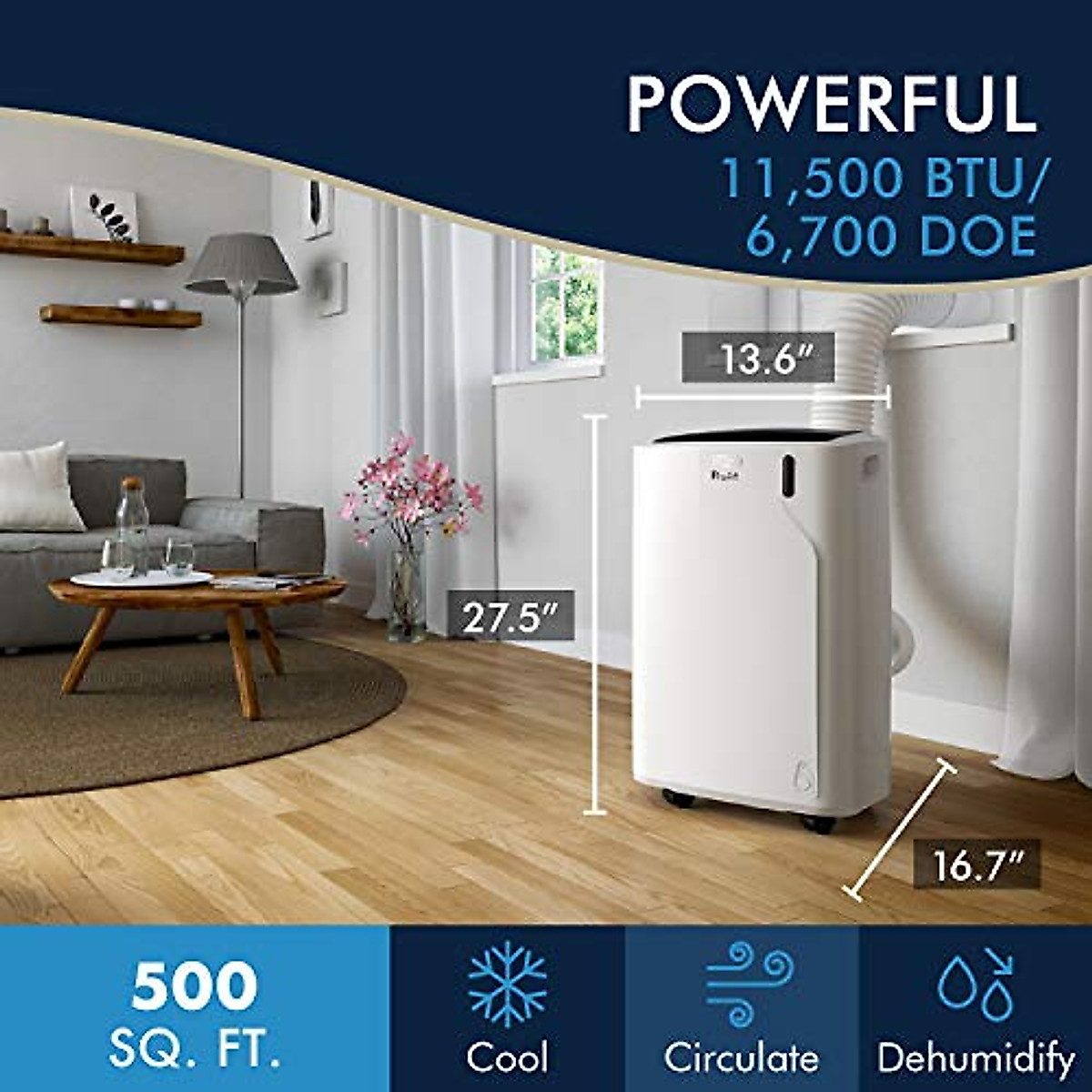 DeLonghi PACEM370 WH Pinguino Portable Air Conditioner, White