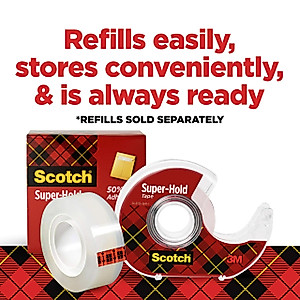 Scotch Super-Hold Tape, 4 Rolls, Transparent Finish, 50% More Adhesive, Trusted Favorite, 3/4 x 650 Inches, Dispensered (4198)