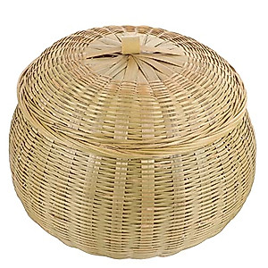 GANAZONO Bamboo Pumpkin Basket picnic basket food serving basket veggie basket go chess bowl fruit storage bowl toilet tank basket woven fruit basket Bamboo weaving storage rack to weave