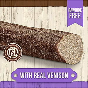 Merrick Natural Cuts Rawhide Free Dog Treats Filled Chew Made with Real Meat and Whole Foods, Venison, 0.71 pounds