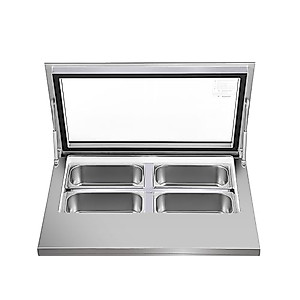 KoolMore KM-CGD-8HP 31 in. Countertop Ice Cream Display case with 4 Pans and Glass Sneeze Guard in Stainless-Steel
