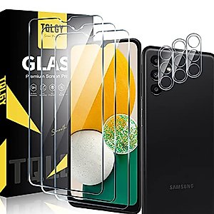 TQLGY 3 Pack Screen Protector for Samsung Galaxy A13 5G / 4G / LTE with 3 Pack Camera Lens Protector, Tempered Glass Film, 9H Hardness - HD - Bubble Free - Anti-Scratch - Easy Installation
