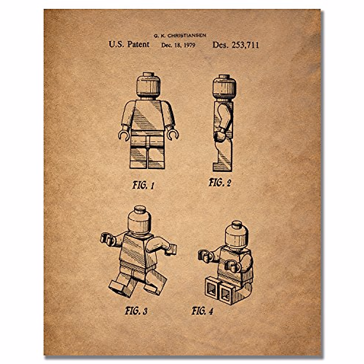 Lego Patent Art Prints - Set of 4 Photos - Toy Game Room Wall Decor