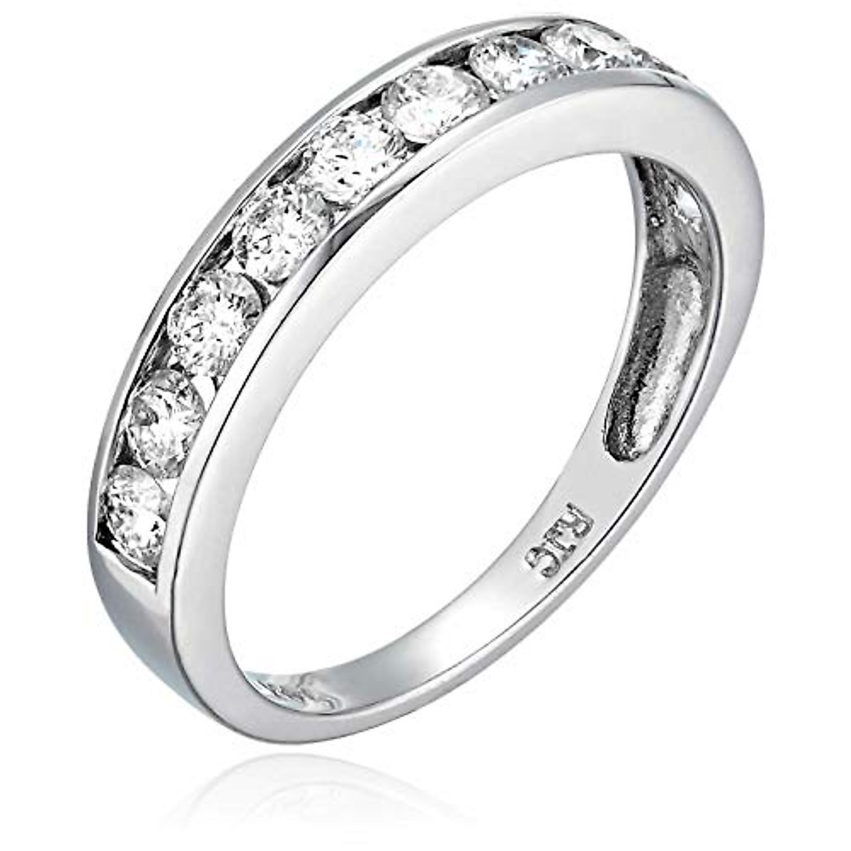Vir Jewels 1 carat (ctw) Diamond Wedding Anniversary Band for Women, Half Eternity Round Diamond Engagement Ring 14K White Gold Channel Set 1 cttw, Size 5.5
