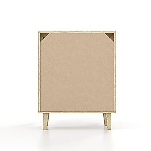 Panana Buffet Cabinet Sideboard with Rattan Decorated Doors Kitchen Storage Cupboard Accent Cabinet (Natural Wood)