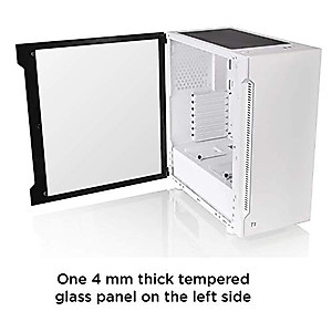 Thermaltake H200 Tempered Glass Snow Edition RGB Light Strip ATX Mid Tower Case with One 120mm Rear Fan Pre-Installed CA-1M3-00M6WN-03