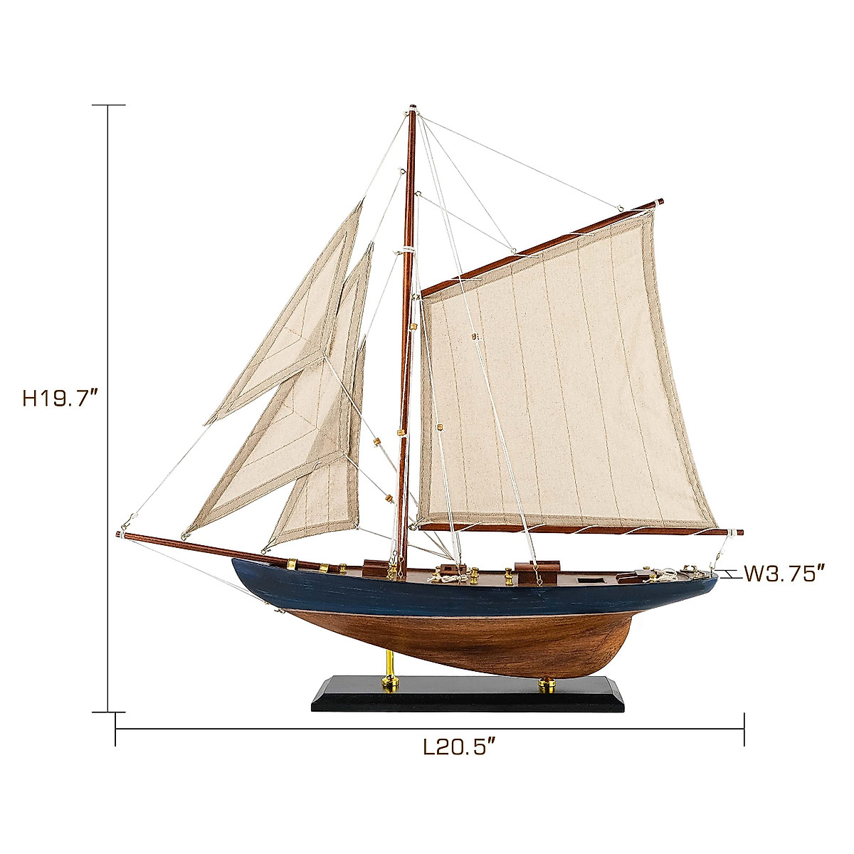 SAILINGSTORY Wooden Sailboat Decor Sailboat Model Boat Decor Ship Model Yacht Navy Antique Finish