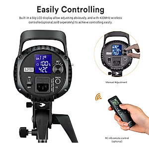 GODOX SL-60W 60W CRI95+ Qa>90 5600¡À300K Bowens Mount LED Video Light, Wirelessly Adjust Brightness, 433MHz Grouping System, for Video Recording, Wedding,Outdoor Shooting