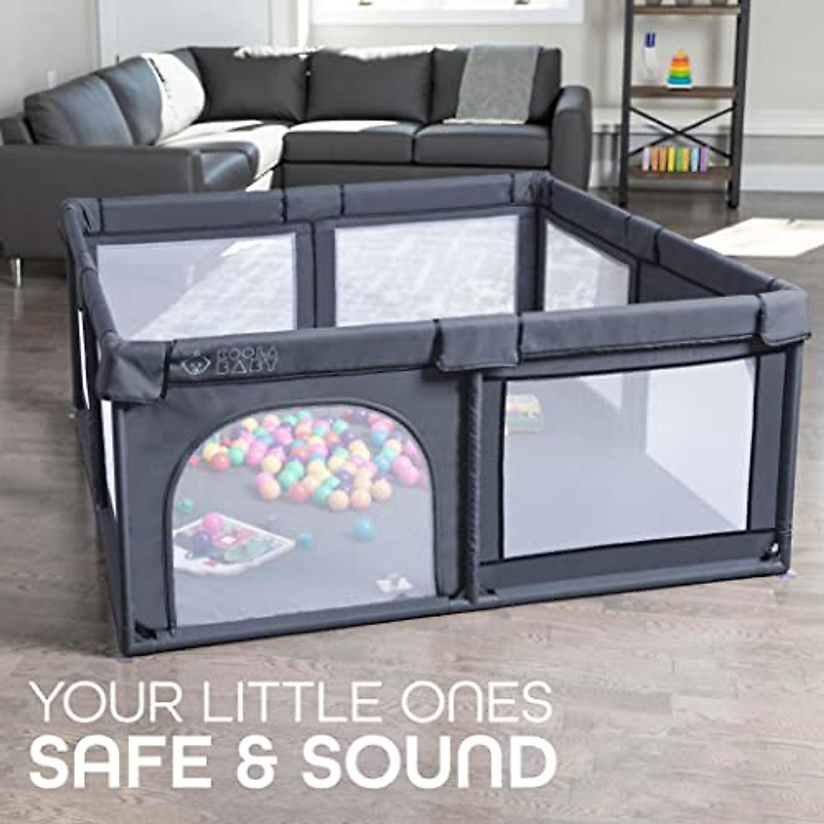 Baby Playpen 60x60in - Kids Activity Center with Anti-Slip Base - Portable Indoor & Outdoor Playard for Toddlers - Foldable Safety Play Yard for Babies - Baby Fence Play Area With Soft Breathable Mesh
