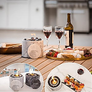 Stonhome Tabletop Fire Pit Bowl - The Original Marble Portable Fireplace, Indoor Outdoor, Mini Fire Pit Clean Burning Real Flame for Patio Balcony, S’Mores Maker (White)