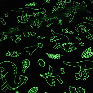 HOMBYS Glow in The Dark Comforter Set 5 Piece Twin/Twin XL with Sheets, Blue Dinosaur Velvet Bedding Comforter Sets for Twin Bed, Ultra Soft Down Alternative Comforter for Boys Kids, Bed in a Bag