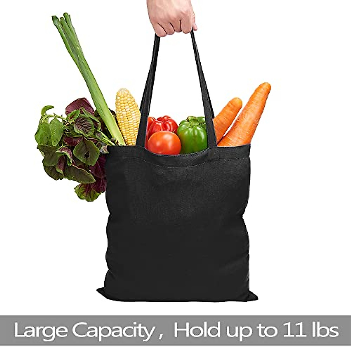 corupuoi Resuable Tote Bag 32 Pack Canvas Bag 6 Oz Eco-Friendly Shopping Bags Suitable for Diy, Promotion, Gifts, Black