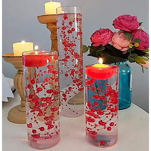 50 Pcs Pearl String for Floating Candles Centerpiece, Red Faux Pearl Beads Vase Filler for Wedding Table Décor.