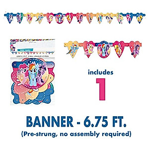 My Little Pony Party Supplies, My Little Pony Birthday Party Supplies and Decorations for 16 Guests with Banner, Tablecover, Plates, Cups, Napkins and Button