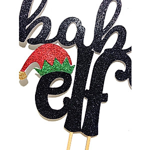 1 pc baby elf red and green glitter baby shower gender reveal christmas baby girl boy cake topper
