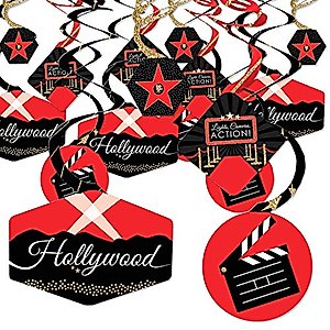Big Dot of Happiness Red Carpet Hollywood - Movie Night Party Hanging Decor - Party Decoration Swirls - Set of 40