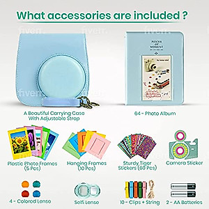 FujiFilm Instax Mini 9 Instant Camera + Fujifilm Instax Mini Film (60 Sheets) Bundle with Deals Number One Accessories Including Carrying Case, Selfie Lens, Photo Album (Cobalt Blue)