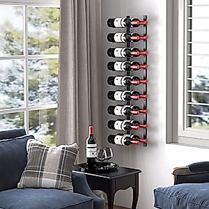 CharaVector Stainless Steel Wine Rack Wall Mounted 18 Bottles, Industrial Wall Wine Rack, Matte Black Hanging Wine Rack, Wall-Mounted Wine Racks for Red, White and Champagne, Home and Kitchen Decor…