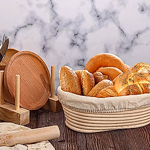 3 Pieces 10 Inch Oval and 3 Pieces 9 Inch Round Bread Proofing Basket Cloth Liner, Round Brotform Liner Oval Natural Rattan Baking Dough Sourdough Banneton Baskets Cover