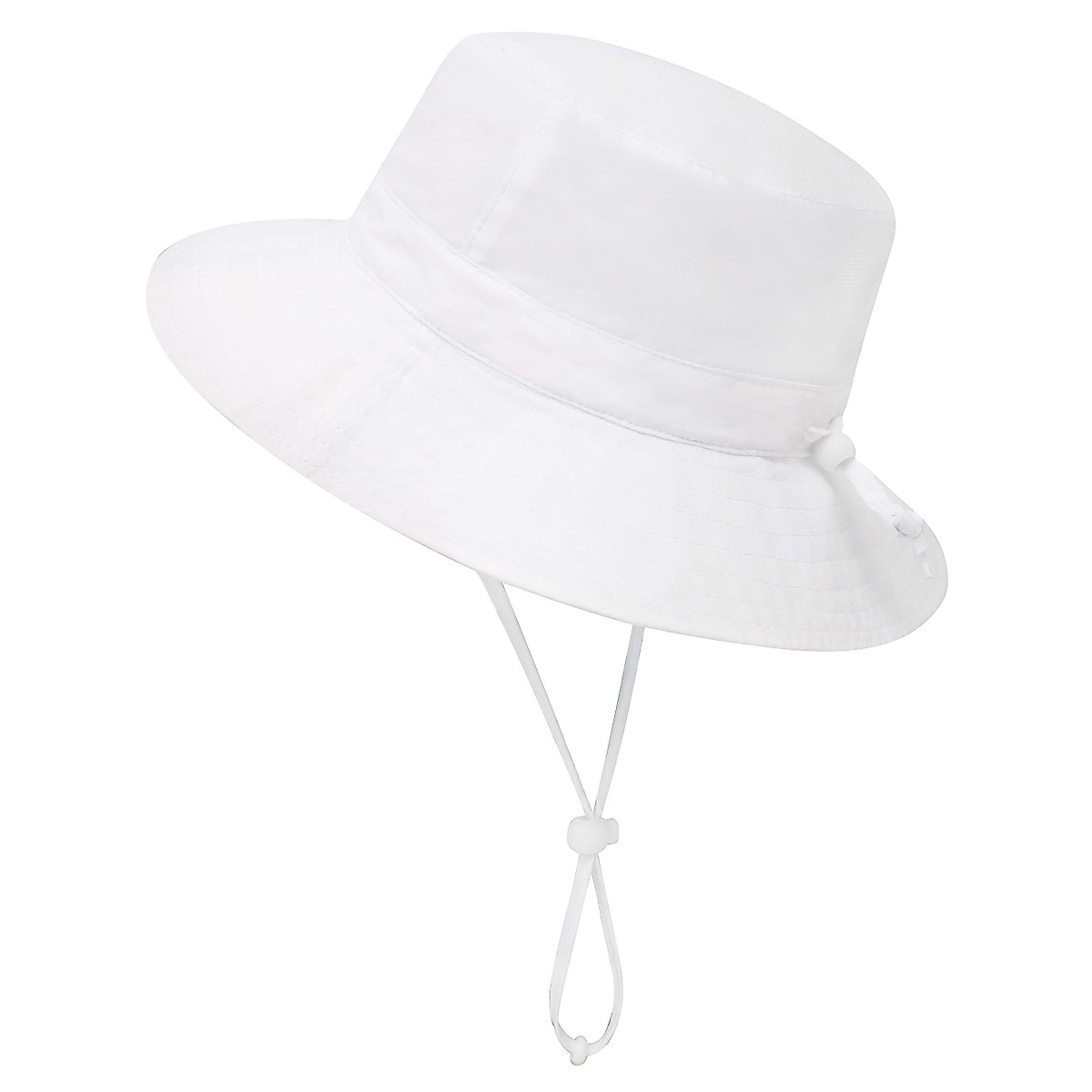 Simplicity Infant Hat Baby Girl Sun Hat Baby Boy Sun Hat White Baby Summer Hat Baby Sun Protection Bucket Hat with String and Wide Brim White Bucket Hat, White, 0-12 Months