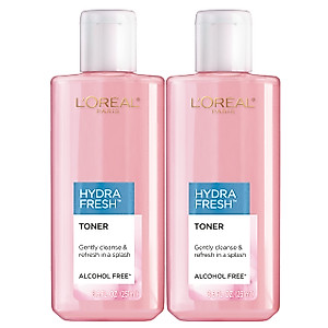L'Oreal Paris Skincare HydraFresh Toner Face Toner, Alcohol Free Toner with Pro-Vitamin B5 for a Smoother, Brighter Complexion, 2 Count