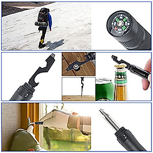 Multitool Tactical Compass Pen Screwdriver Opener with Flashlight,Emergency Whistle Writing Ballpoint Pen and More,Stocking Stuffers for Men, Christmas Gifts for Men Dad,Including Gift Box and bowknot