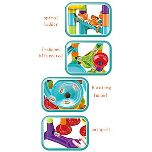 Fun Toys X 113 Pcs Marble Run Compact Set, Construction Building Blocks Toys, STEM Learning Toy, Educational Building Block Toy for 4 5 6 Year Old Boys Girls Kids(A-052