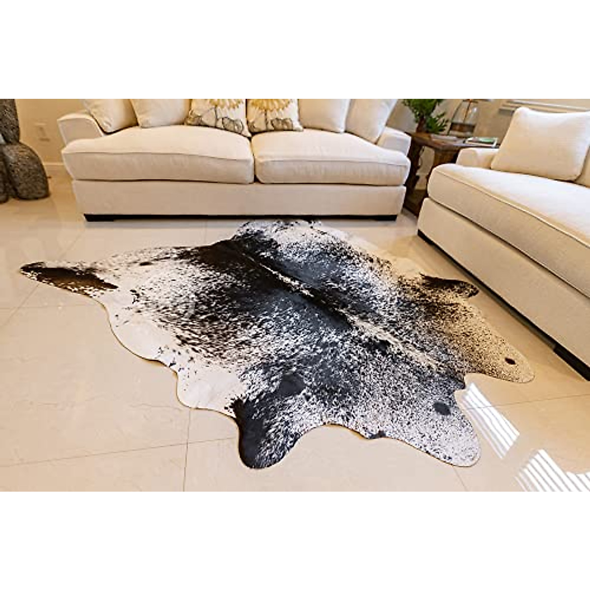 Genuine Salt and Pepper Black and White Cowhide Rug 6 x 7 ft. 180 x 210 cm