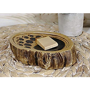 Ebros Rustic Black Bears Climbing Logs Woodlands Forest Bathroom Accent Set of 4 Bar Soap Dish Liquid Soap Pump Bottle Tumbler Cup Toothbrush Holder Western Country Cabin Lodge Decorative Figurines