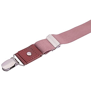 CEAJOO Men's Suspenders and Bow Tie Set Adjustable Y Back 47" Dust Pink