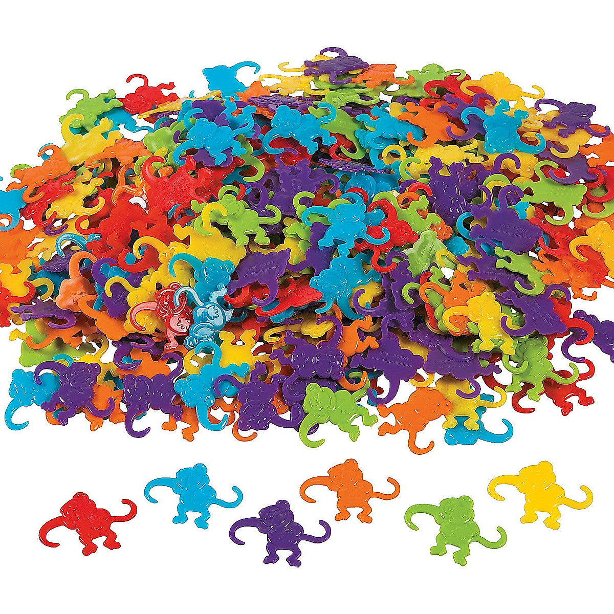 Fun Express Large Bucket of Monkeys Game, Use for Counting, Linking, Manipulatives and More - Bulk Set of 400 Linking Pieces in a Variety of Colors - Great for Classroom, Daycare and Home