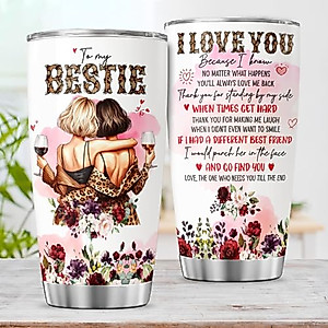 HUBUPU My Bestie Best Friend, Tumbler 20 Oz With Lid And Straw, Holiday and Christmas Gifts, Tumblers Women