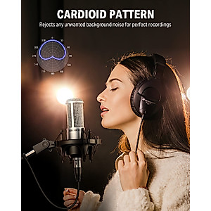 Donner Condenser Microphone, Recording Microphone for Vocal, Instruments & Music, Podcast XLR Microphone for Beginners with Pop Filter, Shock Mount, Optimized Frequency, Ideal for Home Studio, DC-20