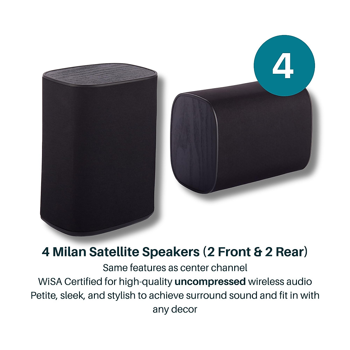 Platin Milan 5.1 Surround Sound Speaker System - Wireless Home Theater System for Smart TVs - WiSA Certified - with WiSA SoundSend Transmitter Included