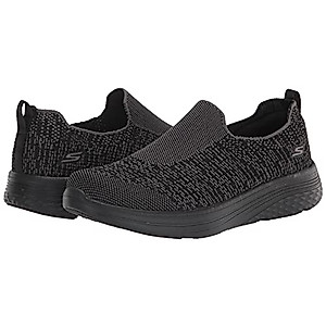 Skechers Women's MAX Cushioning LITE-Knit Slip ON Sneaker, Black/Gray, 6.5
