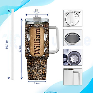 Hyturtle Personalized Stainless Steel Tumbler 40oz with Handle and Straw-Mallard Duck Hunting Camo Tumbler Cup with Lid, Double Wall Vacuum Thermos Insulated, Gifts For Women, Men, Christmas, Birthday