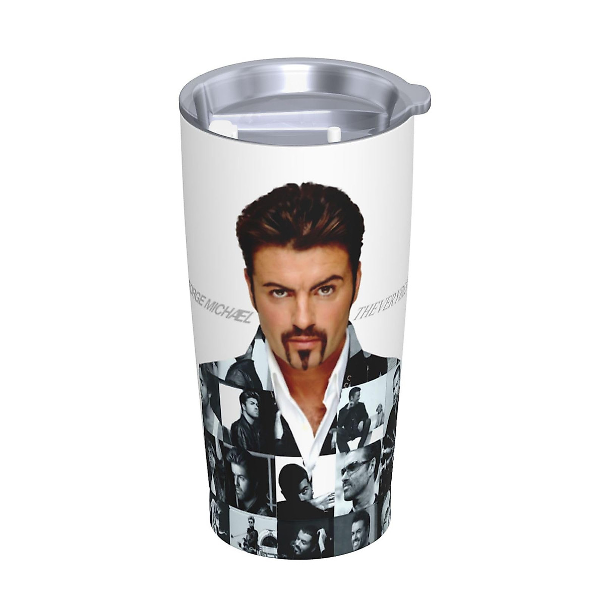 DFAGGQL George Music Michael Stainless Steel Insulated Tumbler Coffee Mug Water Cup Vacuum Bottle with Straw and Lid 20 oz