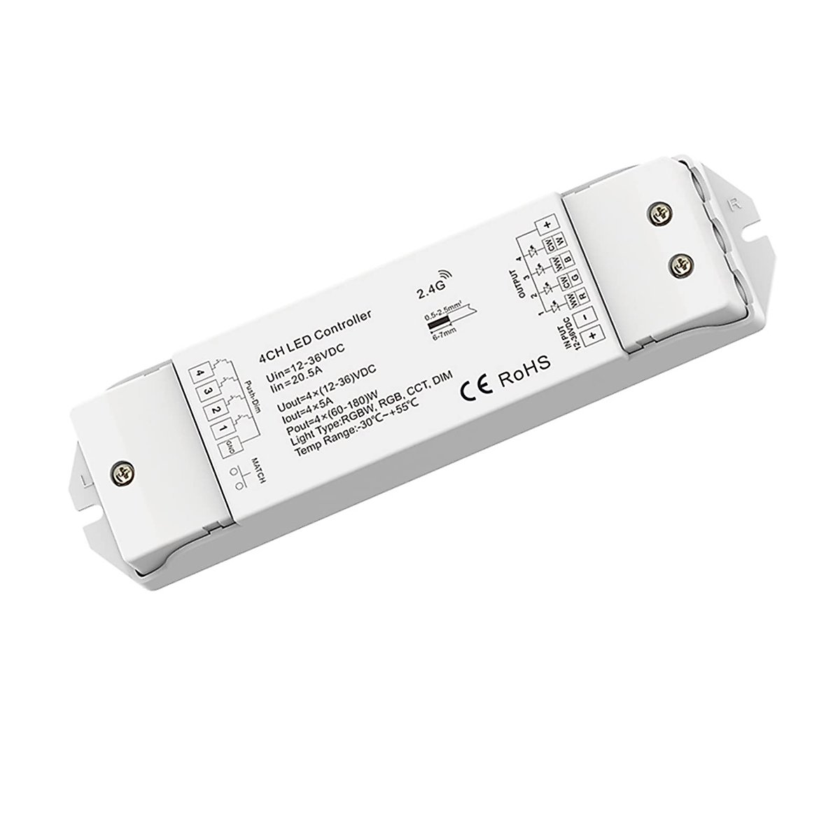 LAZIRO LED Dimmer 12V 24V 15A PWM Wireless RF LED Dimmer Switch ON Off with 2.4G 4 Channel Dim Remote for Single Color LED Strips (Color : V4)