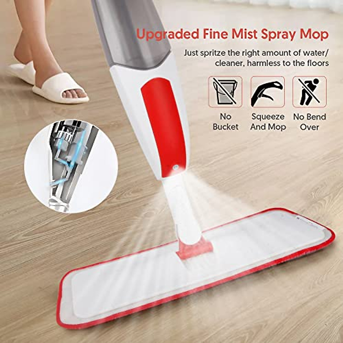 Microfiber Spray Mop for Floor Cleaning with 3pcs Washable Pads Wood Floor Mop with 550ML Bottle Home or Commercial Use Dry Wet Flat Mop for Kitchen Hardwood Laminate Ceramic Tile