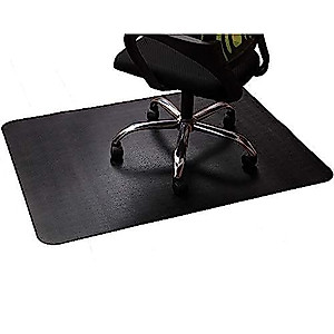 Office Rolling Chair Mat for Hardwood and Tile Floor, Black, Anti-Slip, Non-Curve, Chair Mat Best for Under the Computer Desk , 47 x 35 Rectangular Non-Toxic Plastic Protector, Not for Carpet